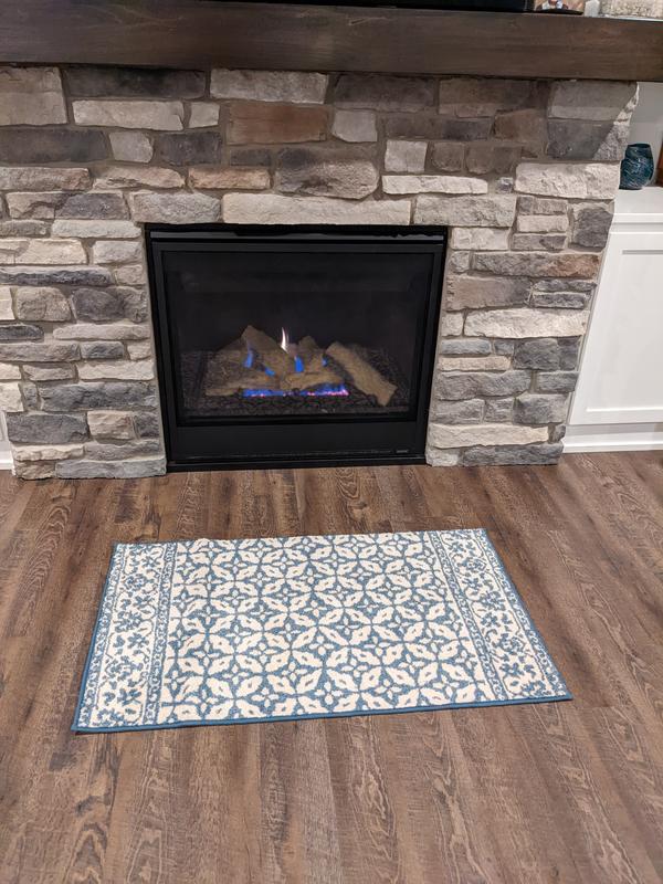 allen + roth 2 X 4 (ft) Blue Indoor Floral/Botanical Machine Washable ...