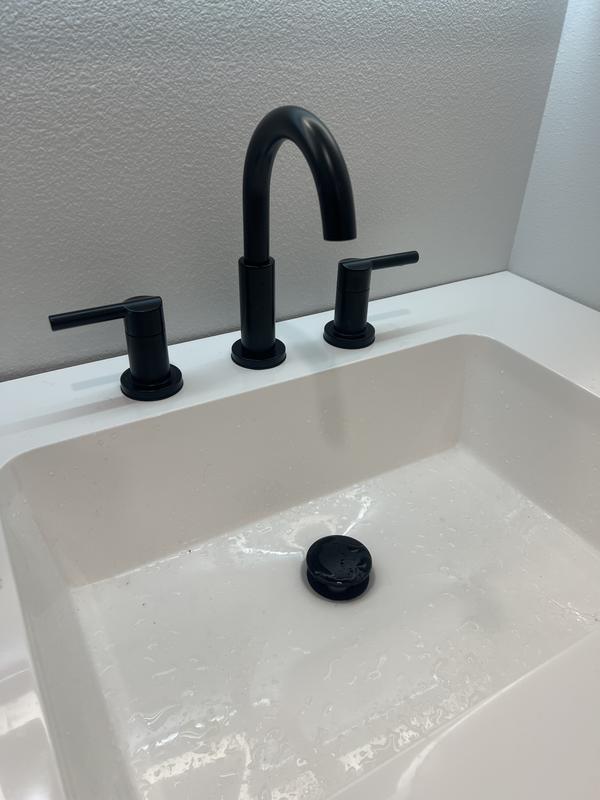 Delta Nicoli Matte Black/Chrome Widespread 2-Handle WaterSense Bathroom Sink Faucet with Drain ...