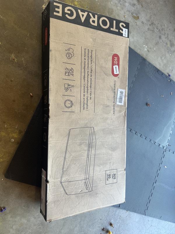 Keter Springwood 21.1-in L x 48.4-in 80-Gallon Brown Plastic Deck Box ...