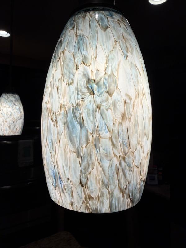 FAYMART Ding 7-in x 4.72-in Dome River Stone Art Glass Pendant Light ...