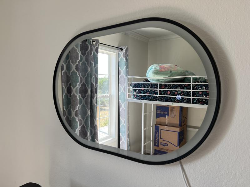 Keonjinn 24-in x 36-in Framed Oval Dimmable LED Lighted Fog Free ...