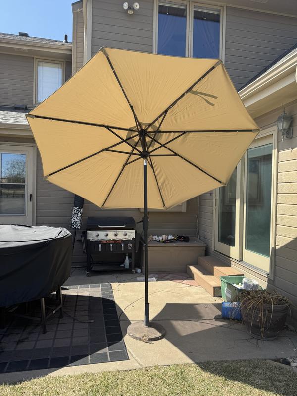 Sun-Ray 8.85-ft Aluminum Navy Push-button Tilt Market Patio Umbrella ...
