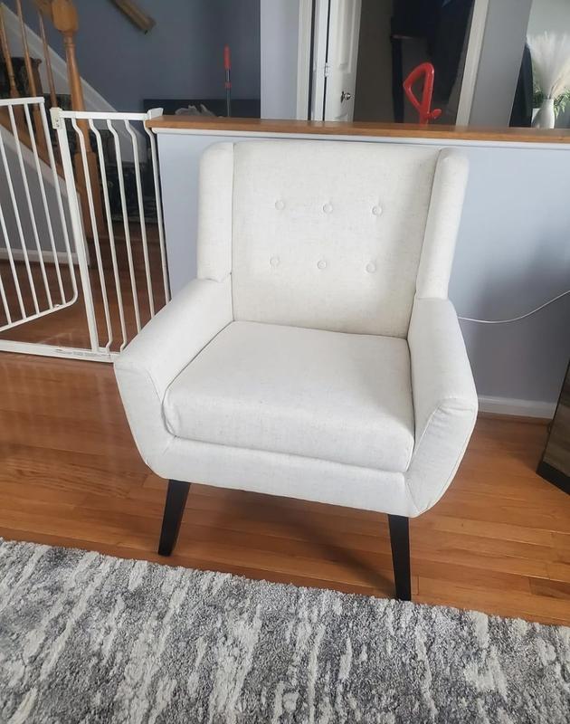 Dreamsidea Upholstered Accent Chair with Tufted Back Linen Blend Fabric ...