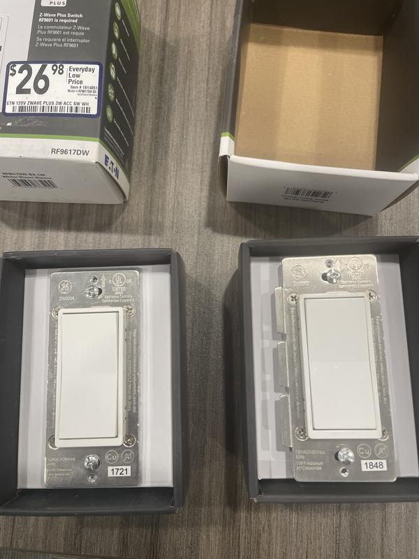 Eaton Z-Wave Plus 15-amp 3-way Push Button Companion Smart Light Switch ...