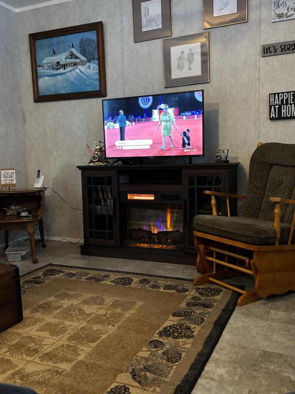 allen + roth 54-in W Waverly Oak TV Stand with Infrared Quartz Flat ...