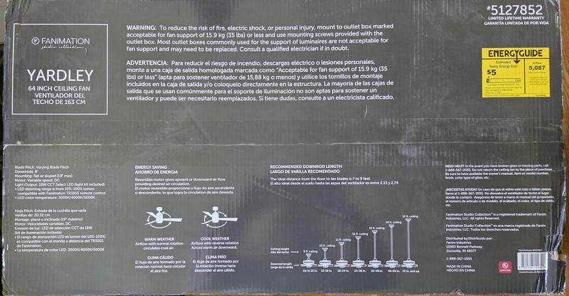 Fanimation Studio Collection Yardley 64-in Aged Bronze with Light Oak Blades Color-changing ...