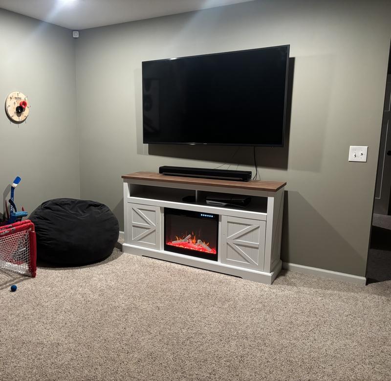 COWSAR 57.95-in W White TV Stand with Infrared Quartz Corner or Flat ...