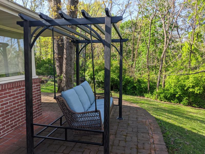 allen + roth Swings 3-person Brown Stainless Steel Outdoor Swing at ...