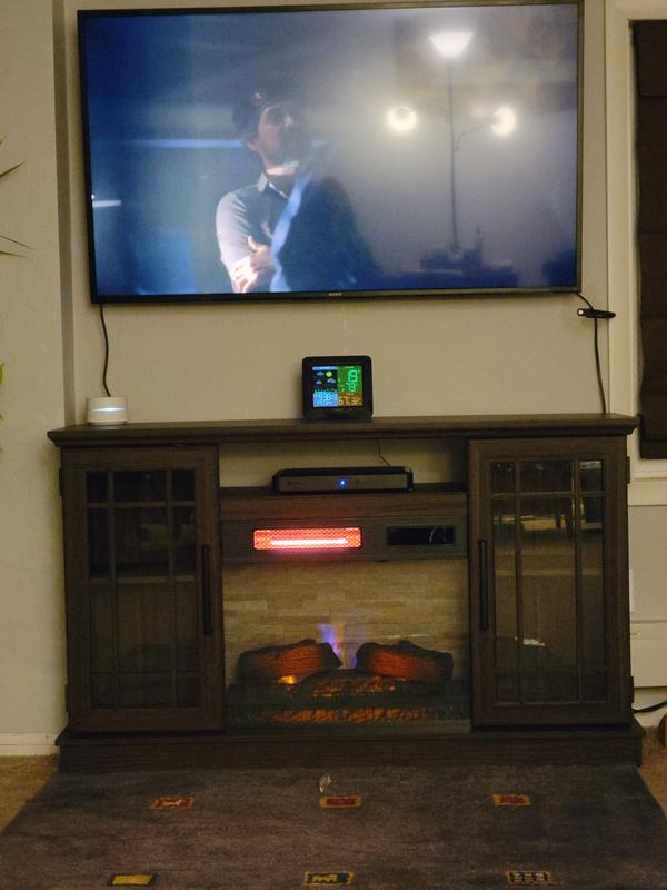 allen + roth 54-in W Blanco Oak TV Stand with Infrared Quartz Flat Wall ...