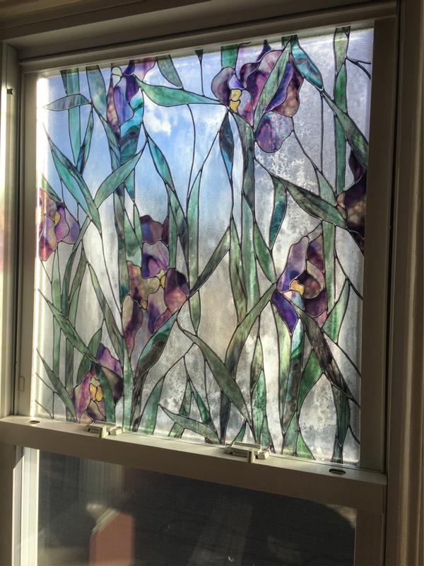 Artscape Iris 24-in x 36-in Iris Stained Glass Applique Window Film at ...