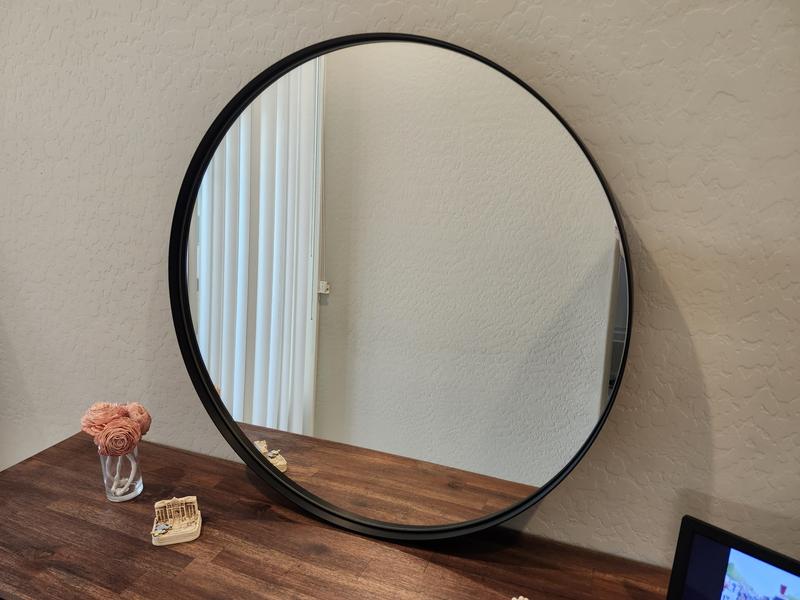 Keonjinn Bathroom Mirrors 30-Inches W x 30-Inches H Round Brushed ...