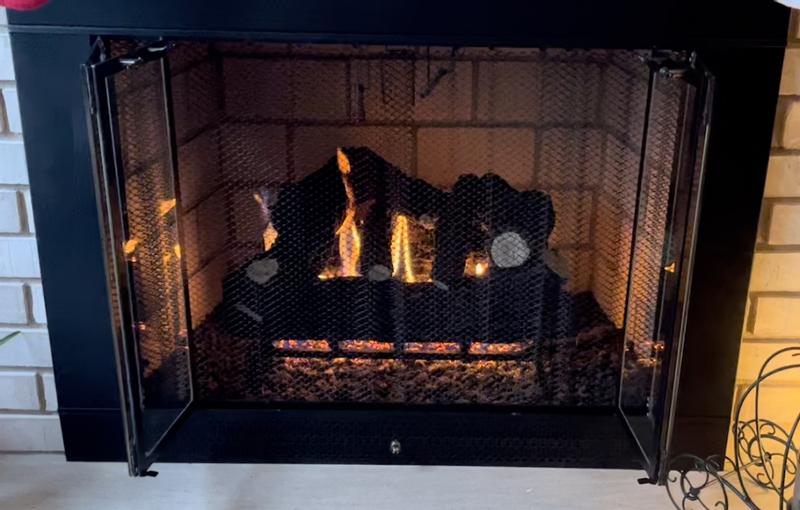 American Gas Log Vented Gas Fireplace Lava Rock for Realistic Bed of ...