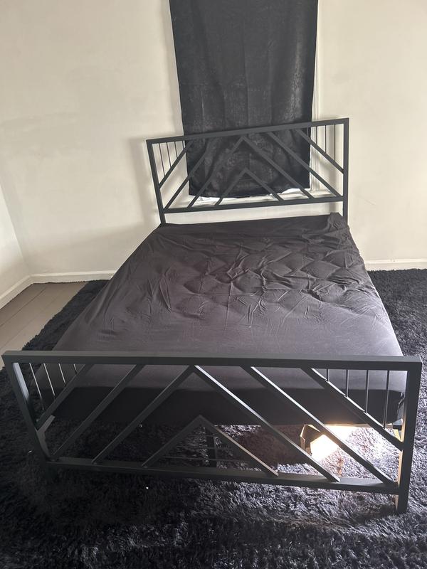 ChaletPosh Full Brown Metal Platform Bed with Headboard in the Beds ...