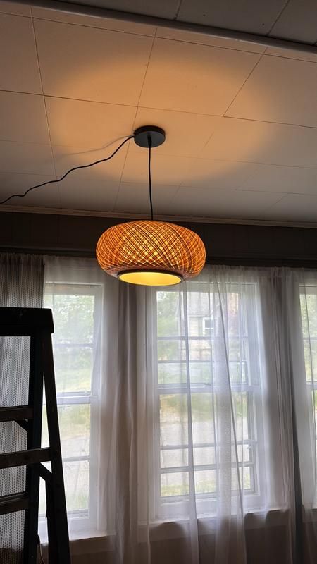 Parrot Uncle 1 -Light Black Farmhouse Bamboo Drum Medium Hanging ...