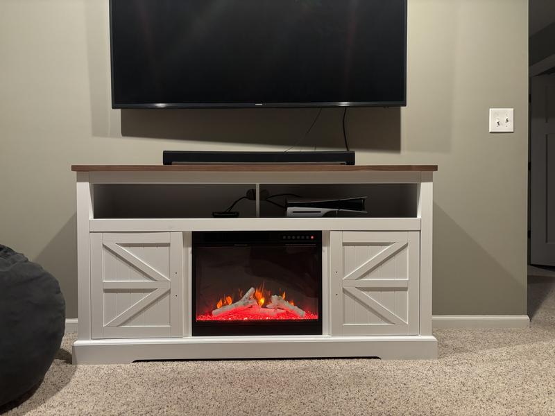 COWSAR 57.95-in W White TV Stand with Infrared Quartz Corner or Flat ...