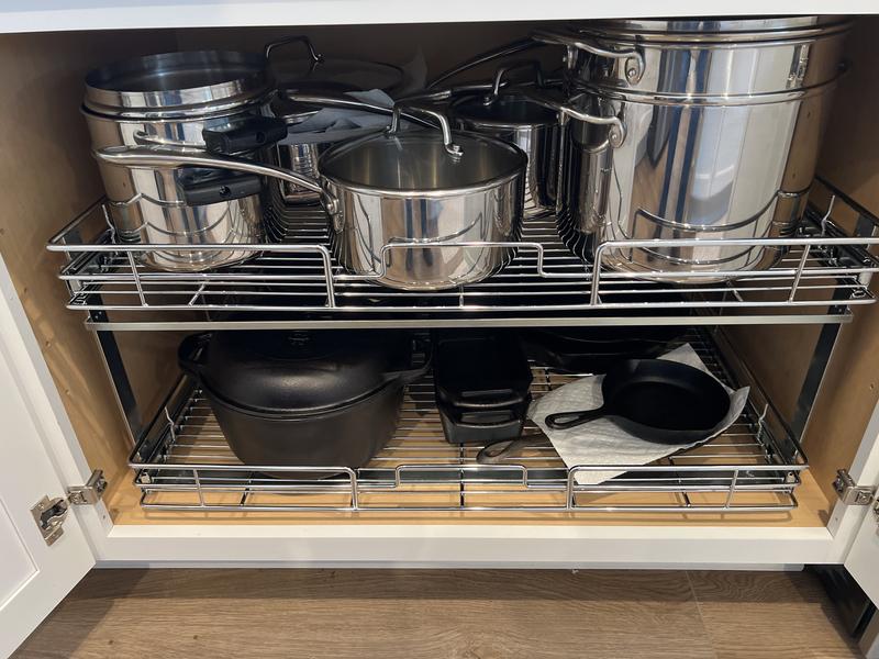 LOVMOR 2 Tier Individual Pull Out Cabinet Organizer 9in W x 21½in D ...