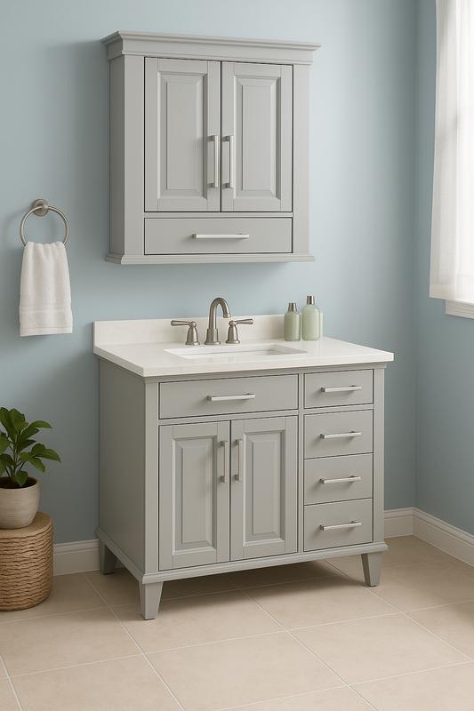 allen + roth Brookview 60-in Muse Gray Undermount Double Sink Bathroom ...