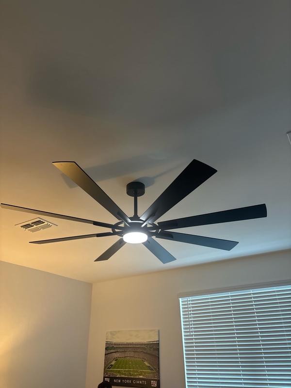 Depuley 190C 66-in black with wood grain and black Blades LED Fandelier ...