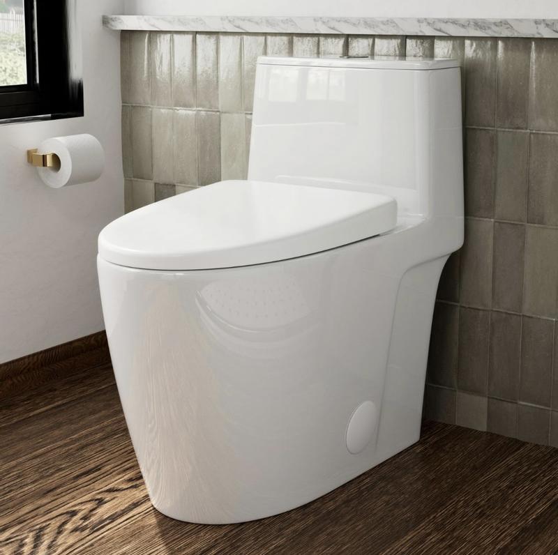 Los Flexi U6 17.3 Inch White Elongated Standard height 12-in Rough-In 1.28 or 1.0 GPF (4.85 LPF ...