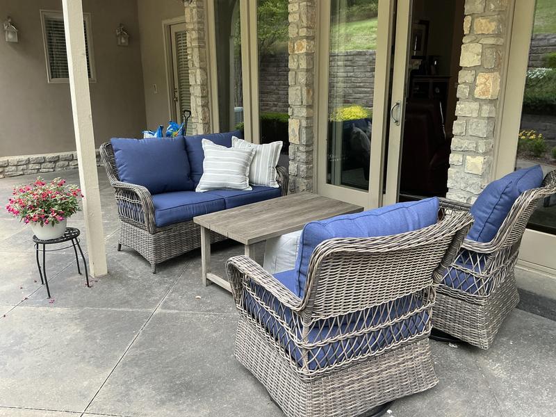 Shop allen + roth Pointer Ridge 4-Piece Patio Conversation Set with ...