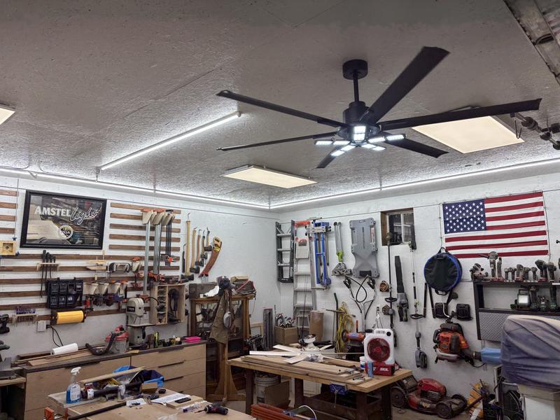 Parrot Uncle 84-in Matte Black with Brown Blades LED Ceiling Fan With ...
