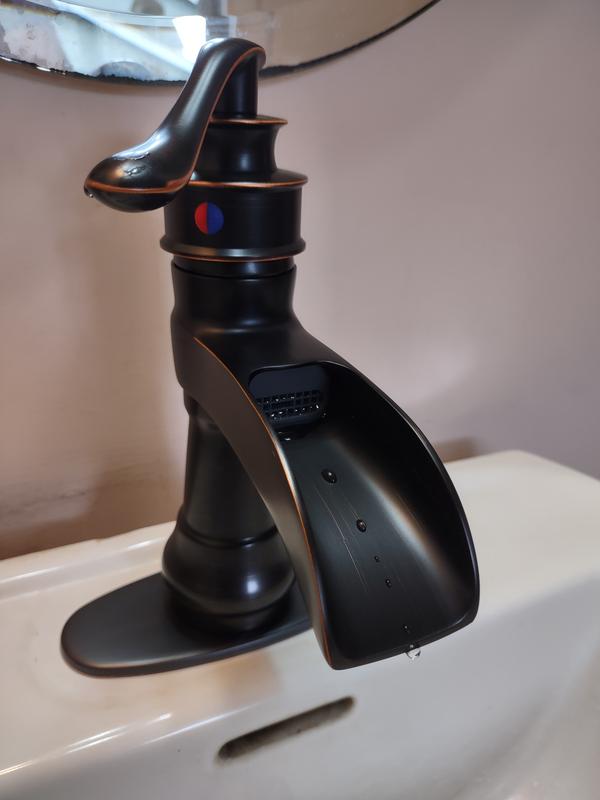 BWE Oil Rubbed Bronze Single Hole 1-Handle Waterfall Bathroom Sink ...