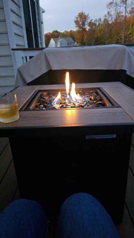 Style Selections 30-in W Black/Brown/Gray Steel Square Propane Gas Fire ...