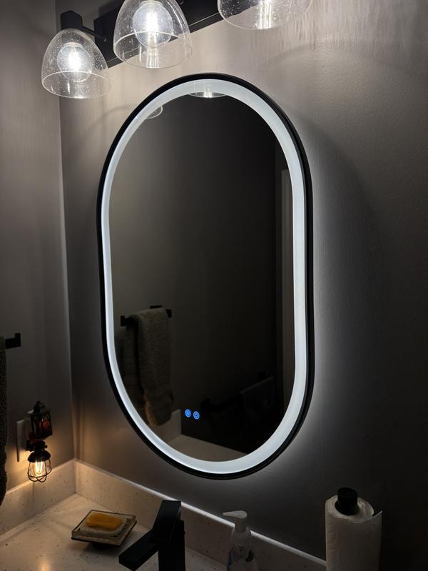 Keonjinn 24-in x 32-in Framed Oval Dimmable LED Lighted Fog Free ...