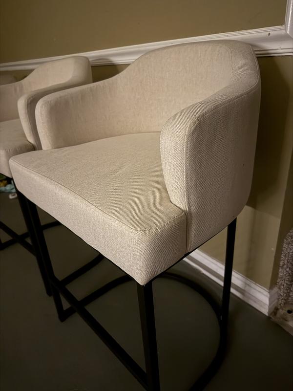 LUE BONA Ivory/Faux Leather 27-in H Counter height Upholstered Metal ...