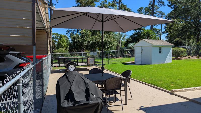 VOUA 15-ft Iron Beige No-tilt Market Patio Umbrella in the Patio ...