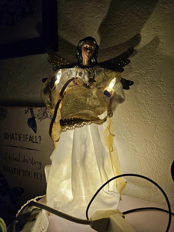 GE 14-in Angel White/Gold White Christmas Tree Topper 92024LO at Lowes.com