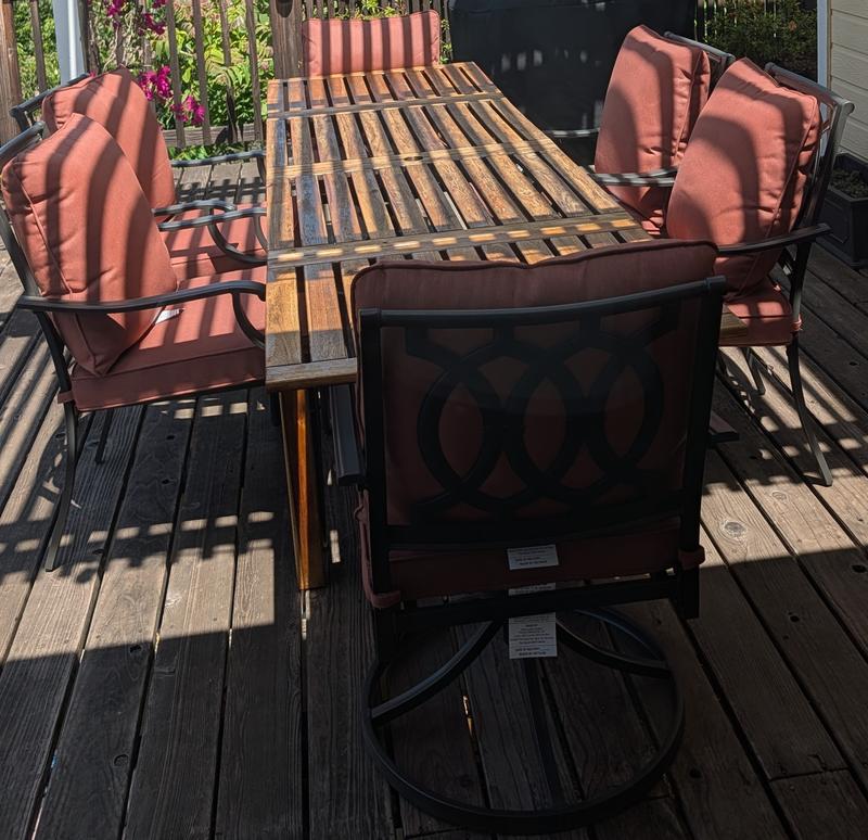 Shop allen + roth Thomas Lake 7-Piece Patio Dining Set with Red ...