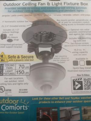Hubbell Bell PVC Weatherproof New Work/Old Work Ceiling Fan Electrical ...
