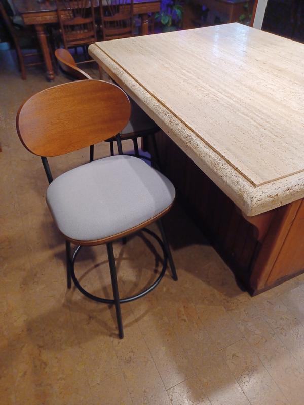 Circle 55 Sand Gray 27.2-in H Counter height Upholstered Swivel Metal ...