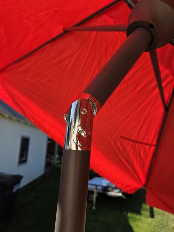 VOUA 10-ft Iron Light blue Push-button Tilt Market Patio Umbrella in ...