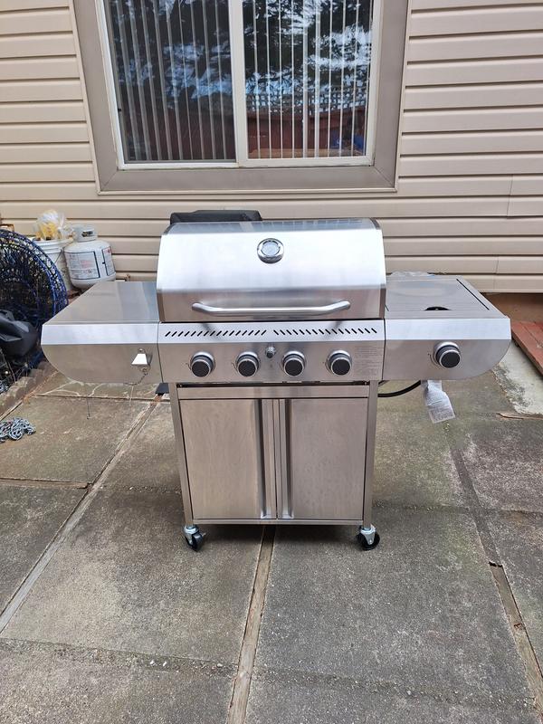 COWSAR Black and Stainless Steel 4 -Burner Liquid Propane Gas Grill 1 ...