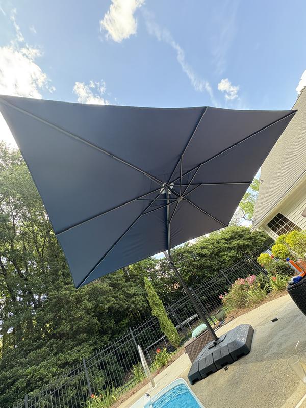 Crestlive Products 10-ft Aluminum Navy Crank Cantilever Patio Umbrella ...