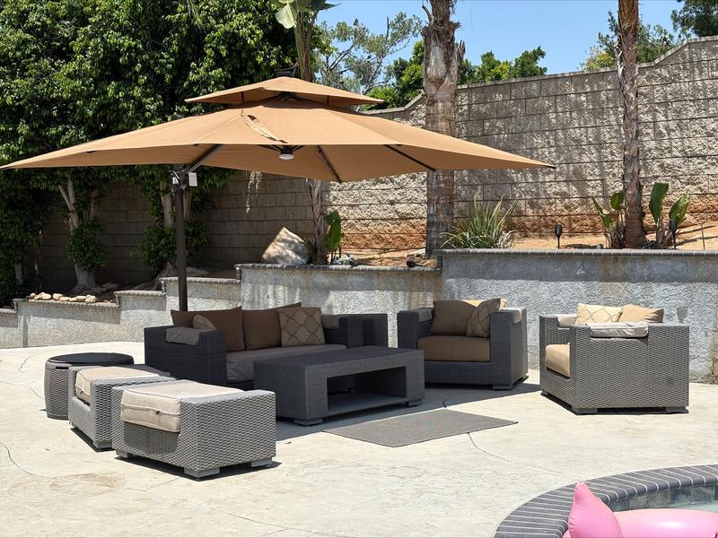 Crestlive Products 11-ft Aluminum Dark gray Slide-tilt Cantilever Patio ...