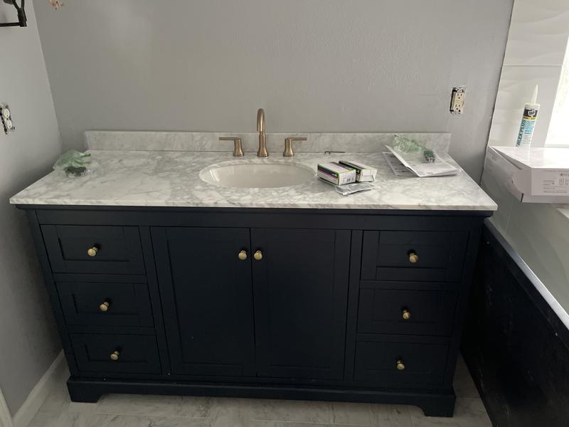 Wyndham Collection Avery 60-in Dark Blue with Matte Black Trim ...