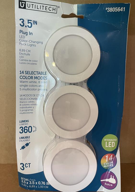 Utilitech 3-Light Warm White LED Plug-in Puck Light MXW1002-LED9K9030 ...
