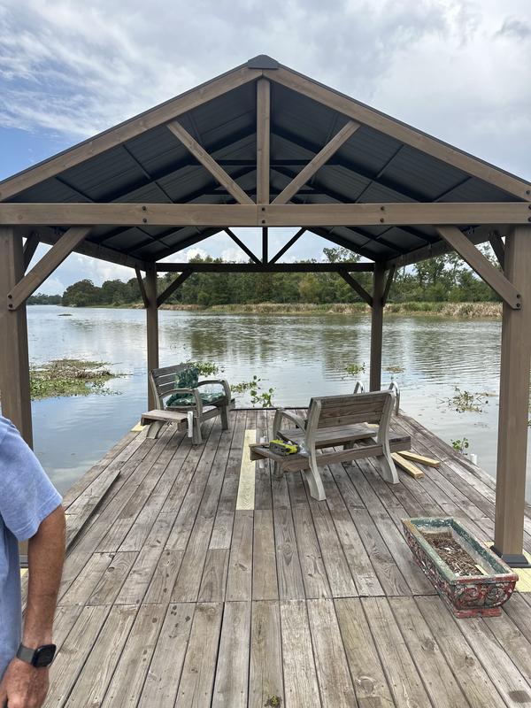 allen + roth 12-ft x 12-ft Light Brown Cedar Wood Gazebo with Hardtop ...