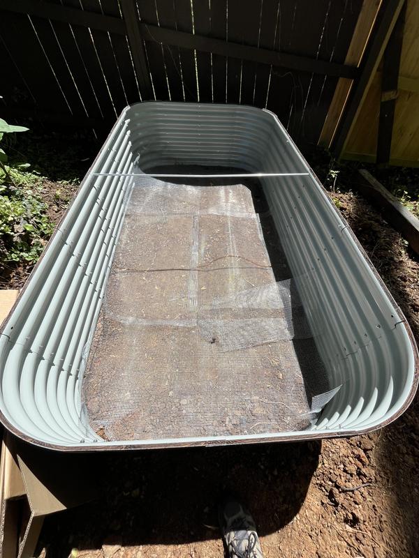 VEIKOUS 24-in W x 96-in L x 32-in H Off-white Metal Raised Garden Bed ...