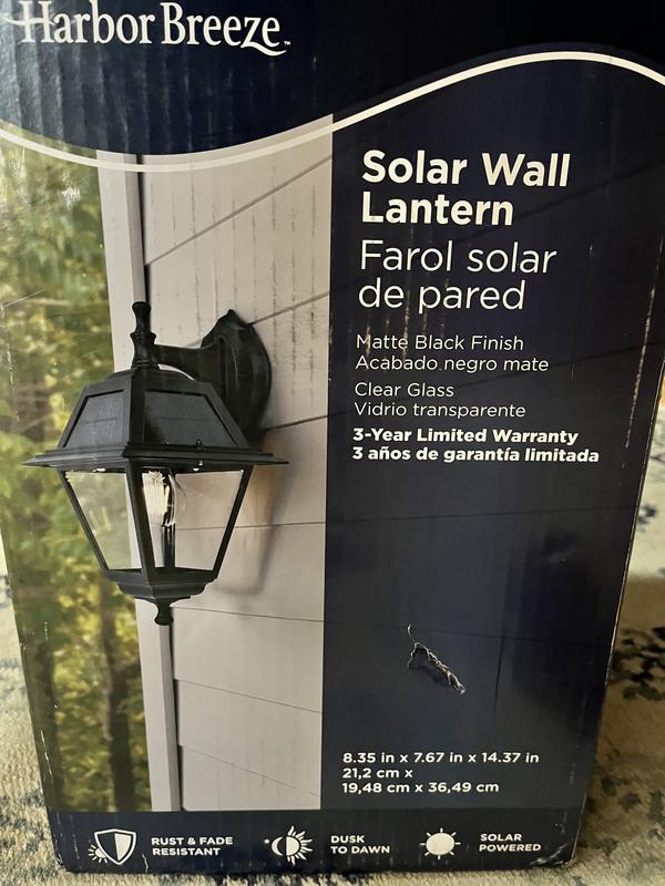 allen + roth Solar Wall Lantern 1-Light 14.37-in H Matte Black Solar ...