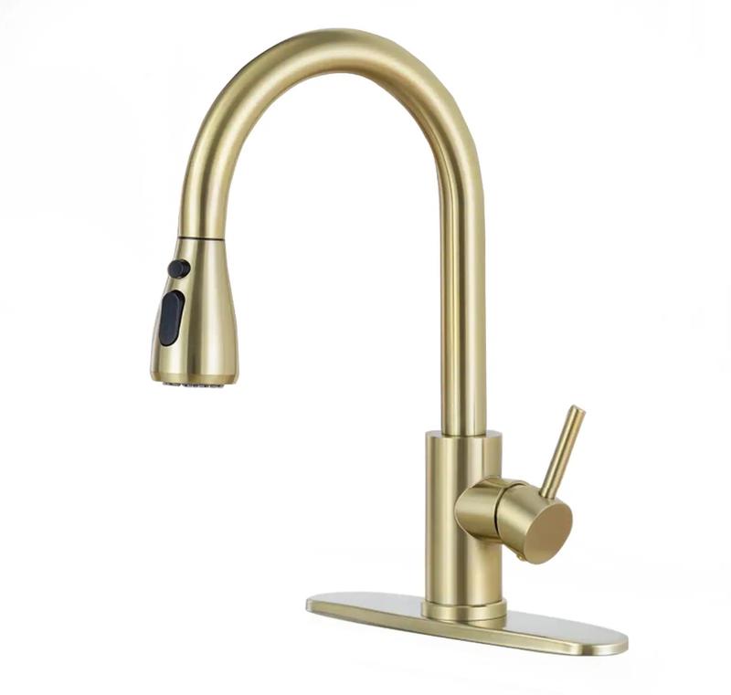 BYH Reach Matte Black Single Handle Deck-mount Pull-down Kitchen Faucet ...