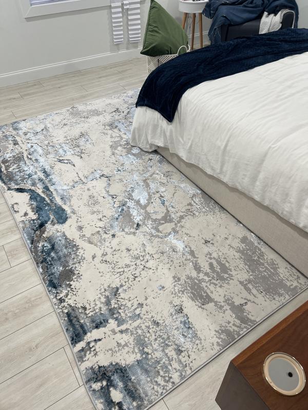 Style Selections Nightsky Marble 5 X 8 (ft) Blue Gray Indoor Geode Area ...