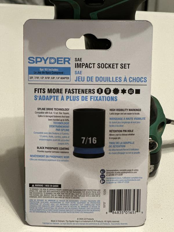 Spyder 6 -Piece Standard (SAE) 3/8-in Drive Set 6-point/12-point/Spline ...