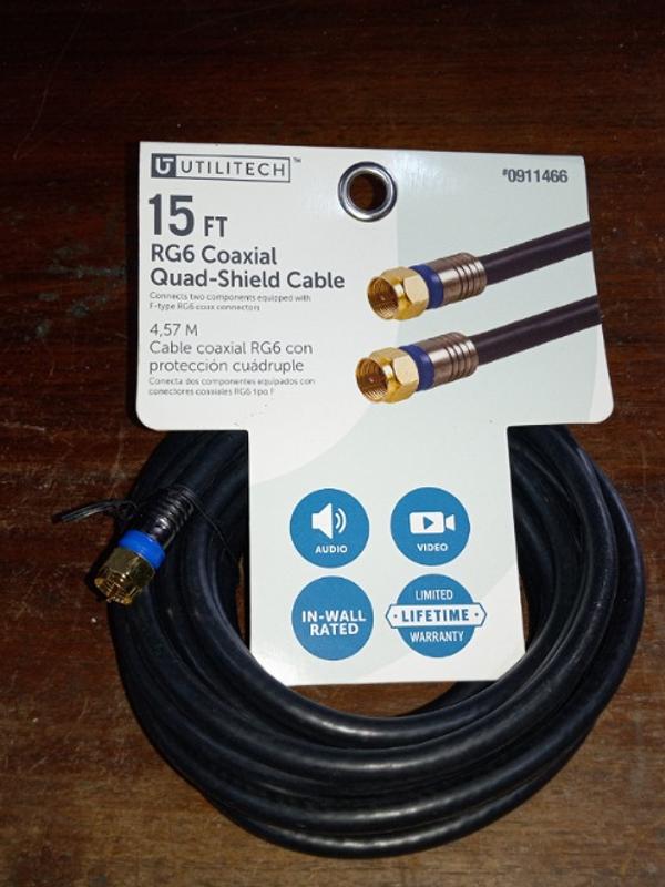 Utilitech 15-ft Rg6 Black Coaxial Cable 67068-T1 at Lowes.com