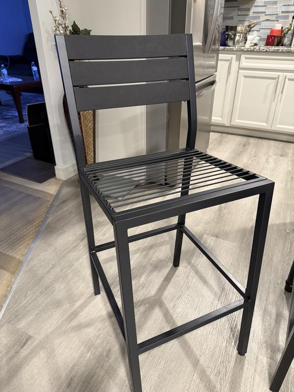 Crestlive Products Patio Bar Stool Set of 2 Beige Metal Frame ...