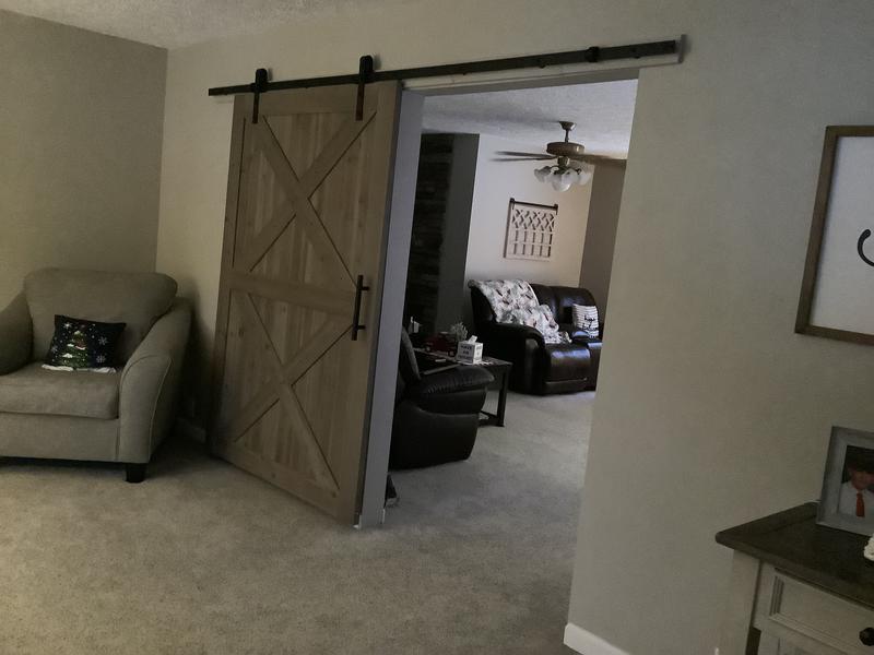 HOMACER 34-in x 80-in Black Pine Wood Solid core Single Barn Door ...