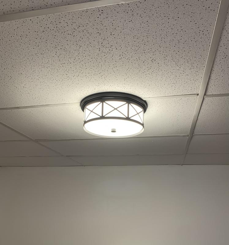 allen + roth Hilton 1 -Light 14-in Matte Black Integrated LED Flush ...